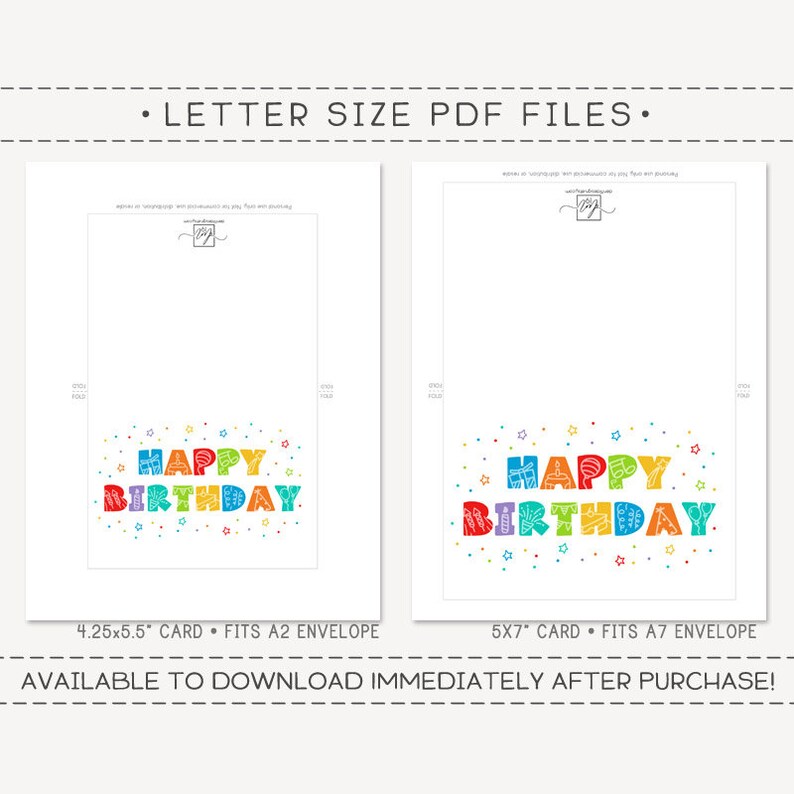 Happy Birthday Printable Card / Instant Download PDF - Etsy