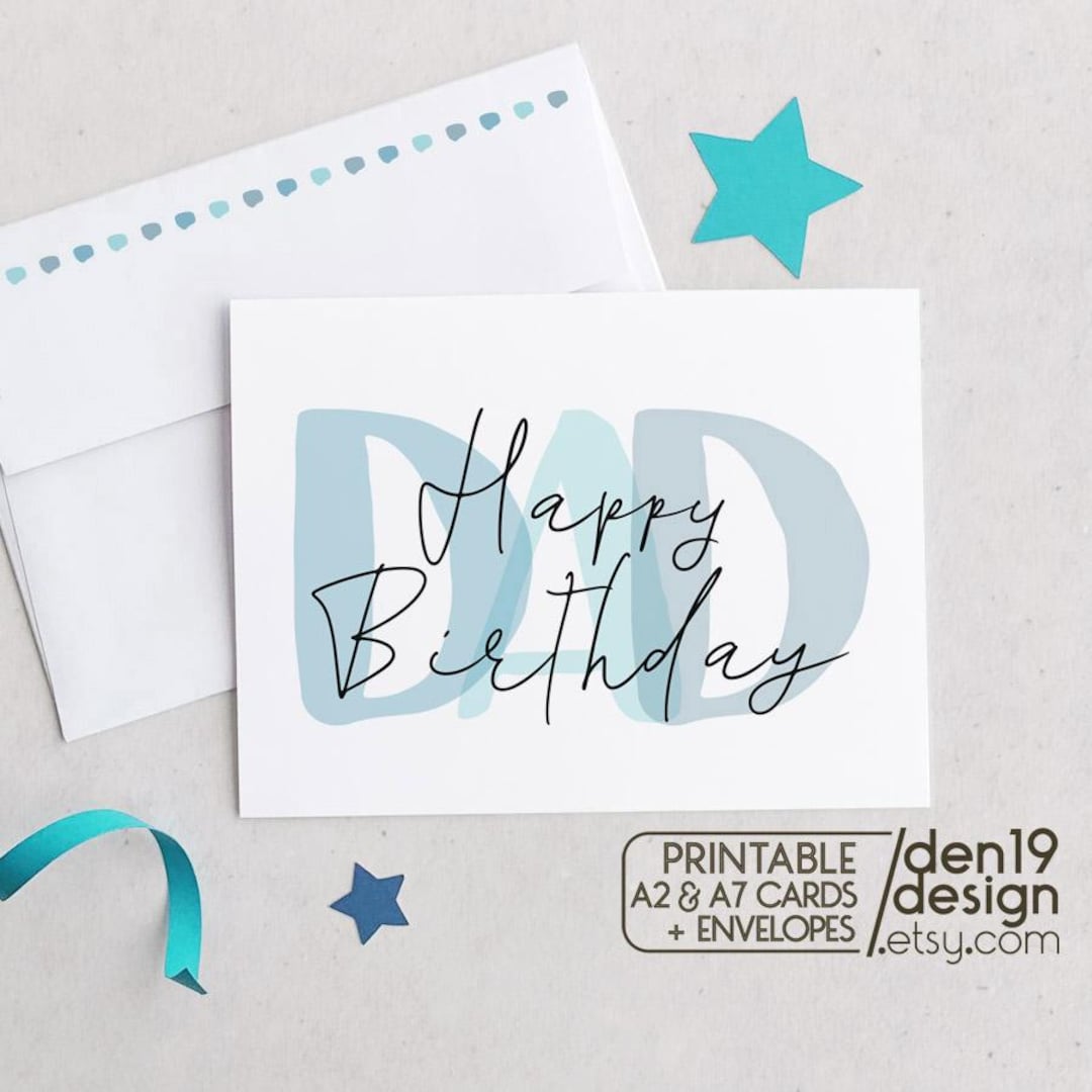 Happy Birthday Dad Printable Card / Instant Download PDF / Card ...