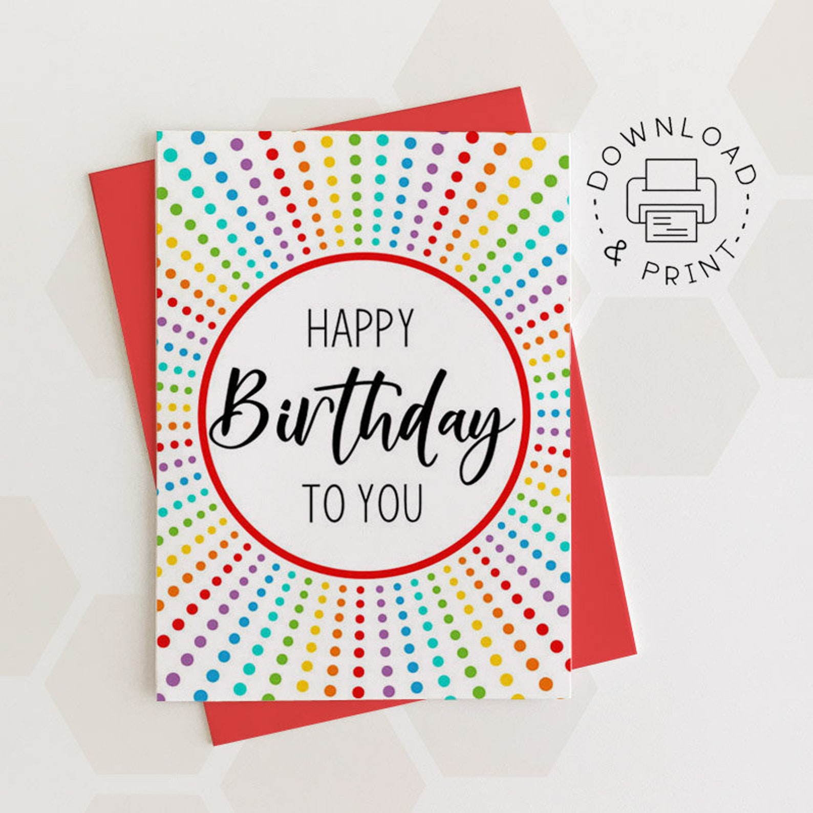 Set of 4 Printable Birthday Cards / Happy Birthday Card / - Etsy