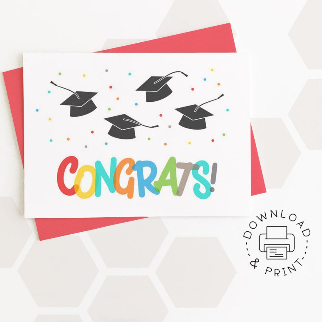 Congrats Graduation Printable Card / Instant Download PDF / - Etsy