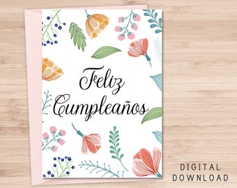 Feliz Cumpleaños / Happy Birthday Printable Card / Instant | Etsy