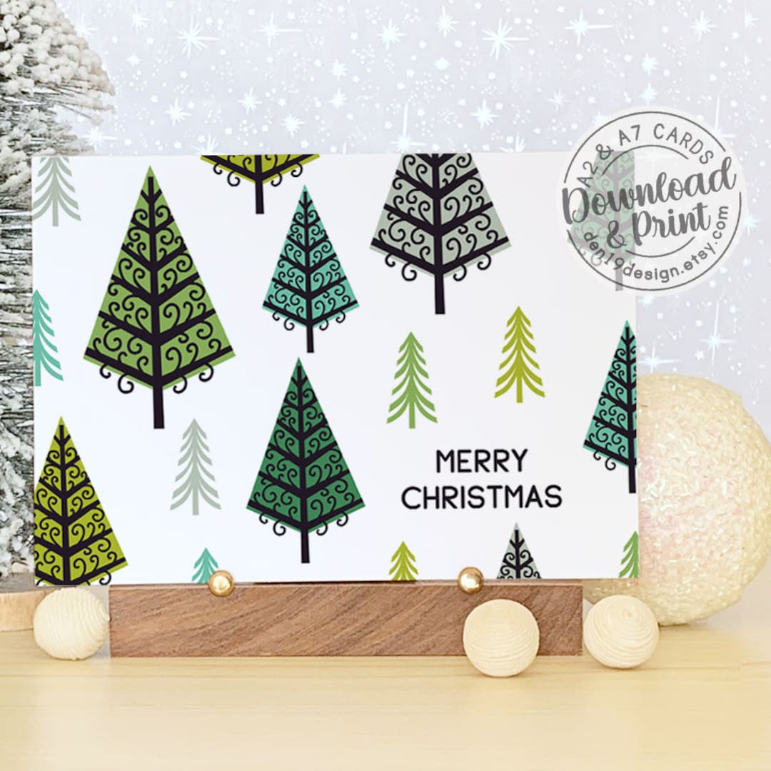 Merry Christmas Printable Card / Instant Download PDF / Holiday Card ...