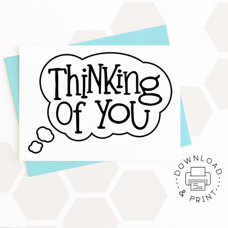 Thinking of You Printable Card / Instant Download PDF / Card Template ...