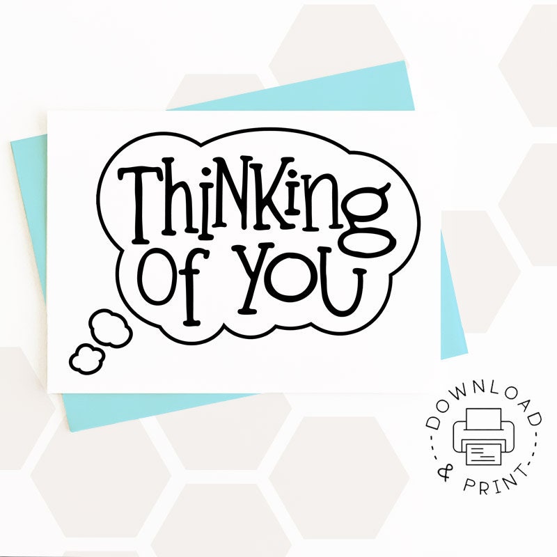 Thinking of You Printable Card / Instant Download PDF / Card Template ...