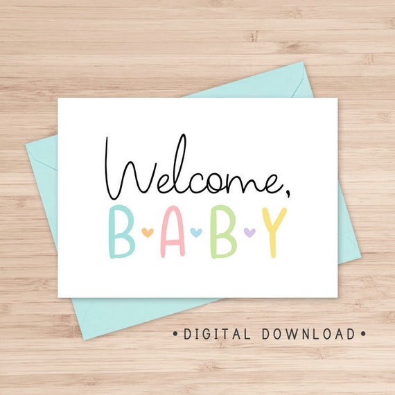 Welcome Baby Printable Card / Instant Download PDF / Card | Etsy
