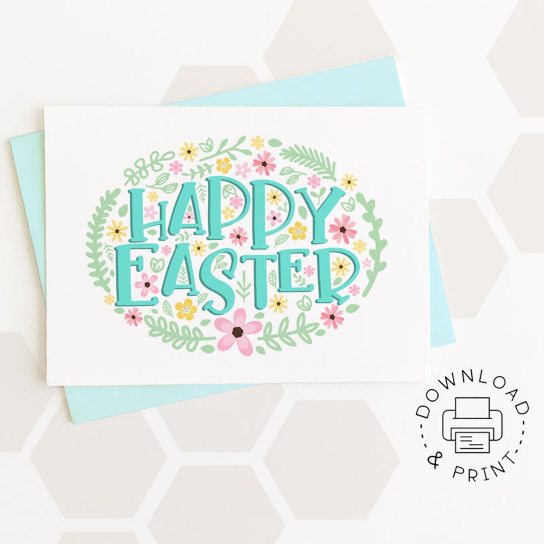Happy Easter Printable Card / Instant Download PDF / Easter - Etsy
