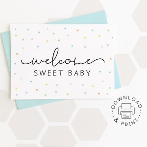 Welcome Sweet Baby Printable Card / Instant Download PDF / Card ...