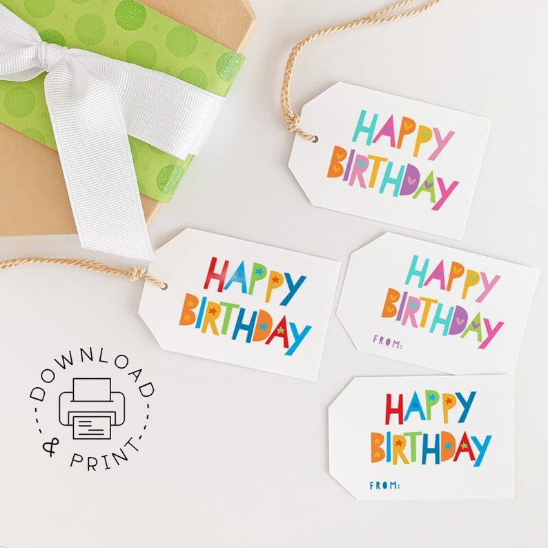 Printable Gift Tags / Happy Birthday Gift Tag / Birthday Gift - Etsy