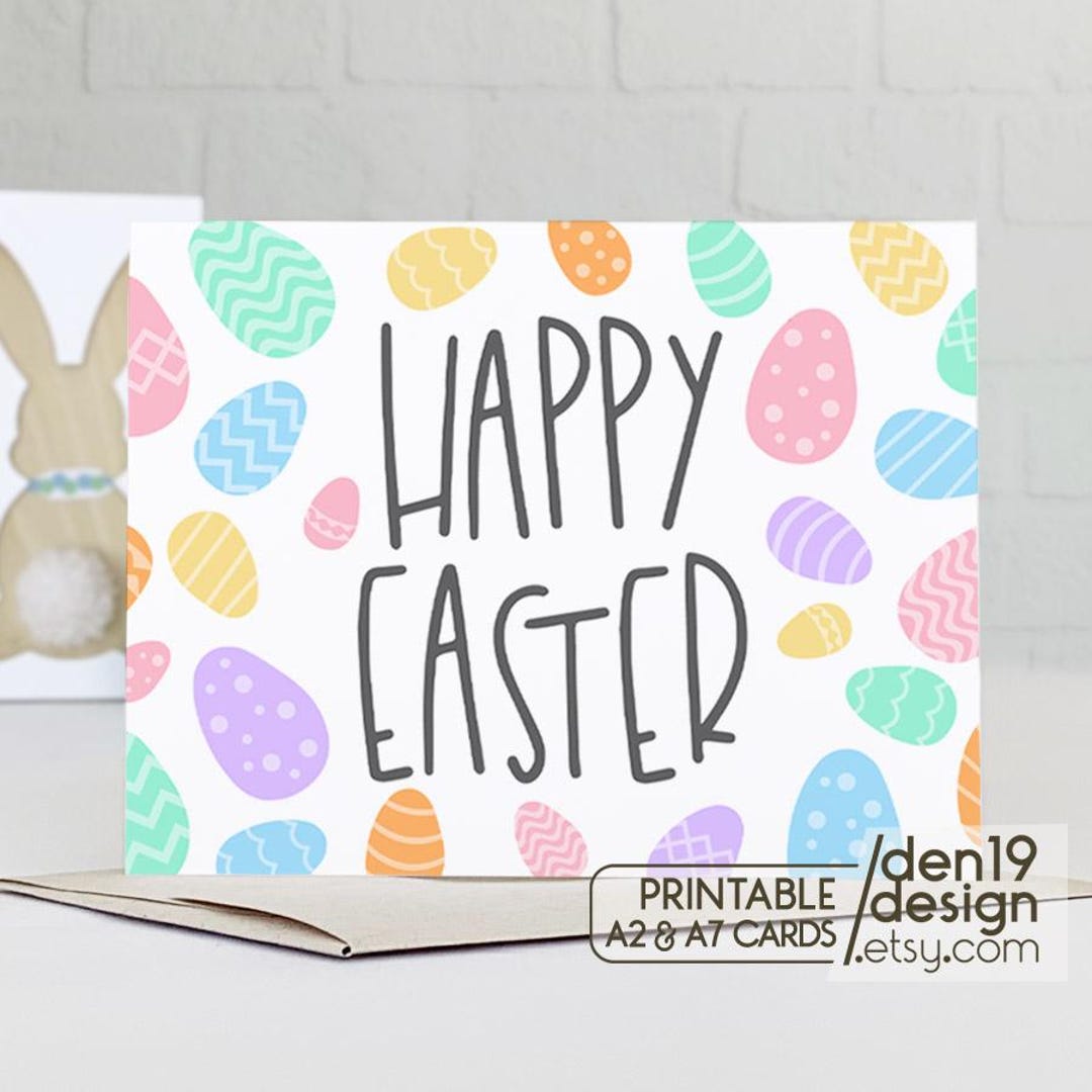 Happy Easter Printable Card / Instant Download PDF / Easter Eggs Card ...