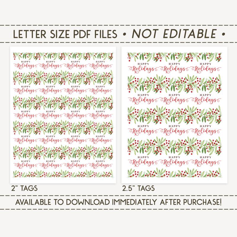 Printable Happy Holidays Gift Tag - Etsy