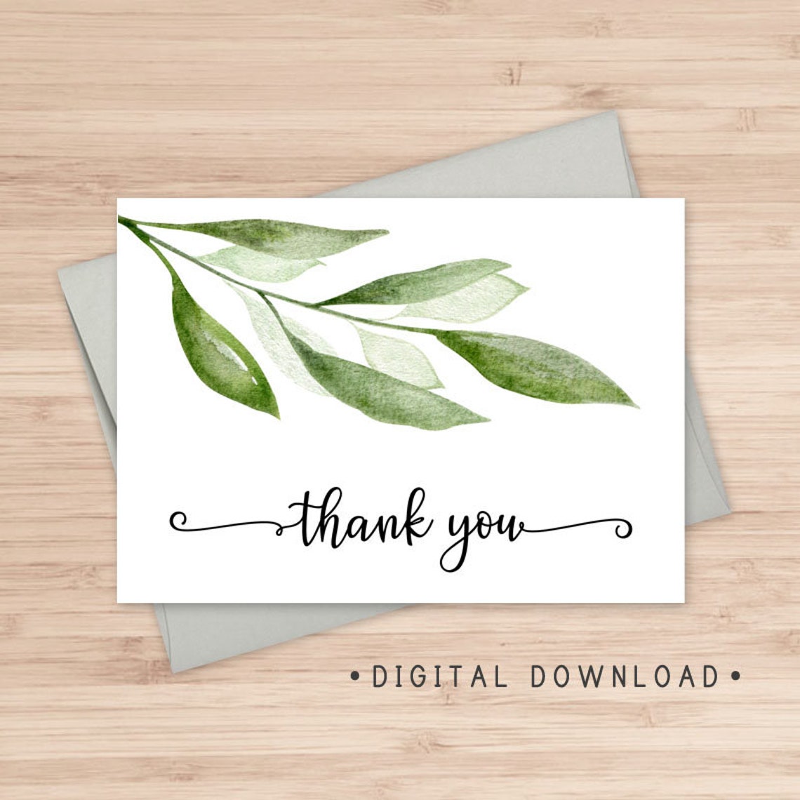 Thank You Printable Card / Instant Download PDF / Greenery | Etsy