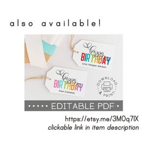 Printable Gift Tags / Happy Birthday Gift Tag / Birthday Gift Labels in ...