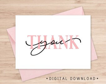 Thank You Printable Card / Instant Download PDF / Card | Etsy