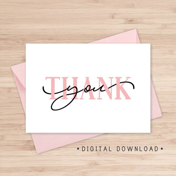 Thank You Printable Card / Instant Download PDF / Card | Etsy