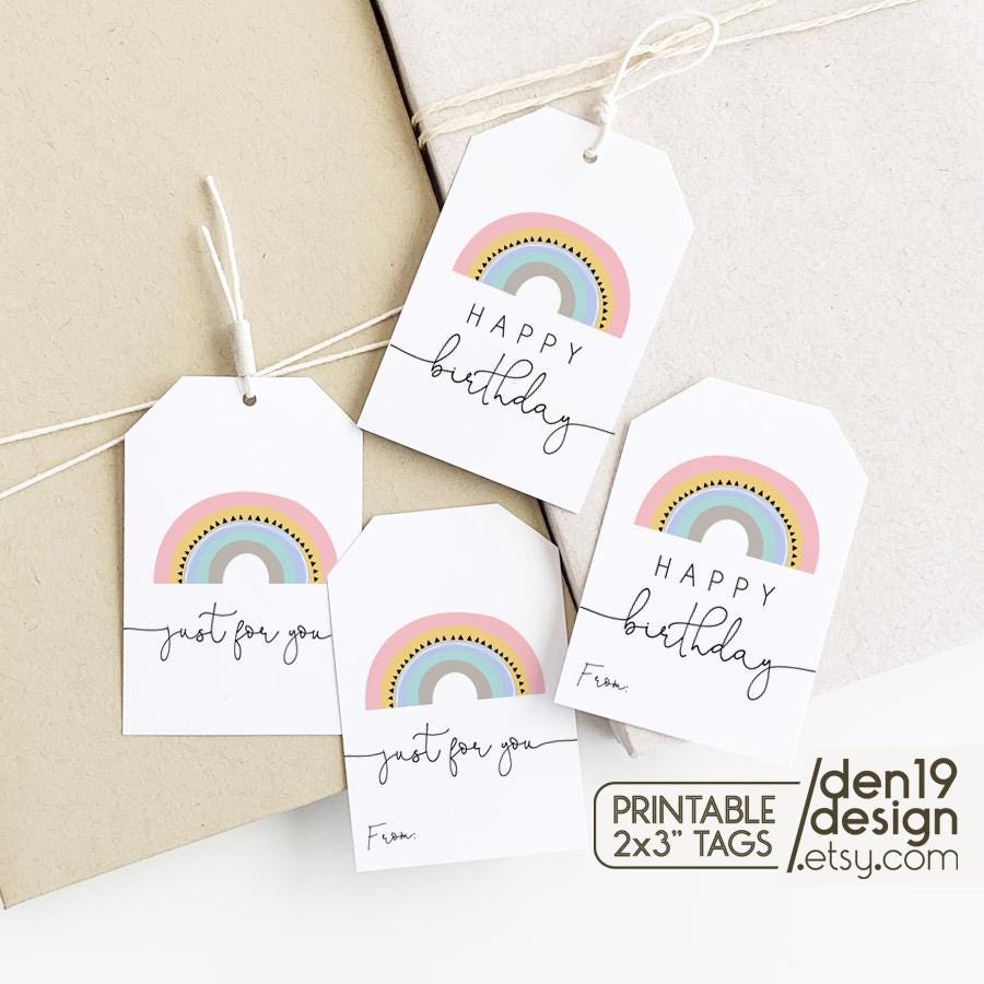 Rainbow Gift Tags: Printable Birthday & Just for You Labels (PDF) - Etsy