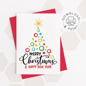 Merry Christmas Printable Card / Instant Download PDF / Holiday Card ...