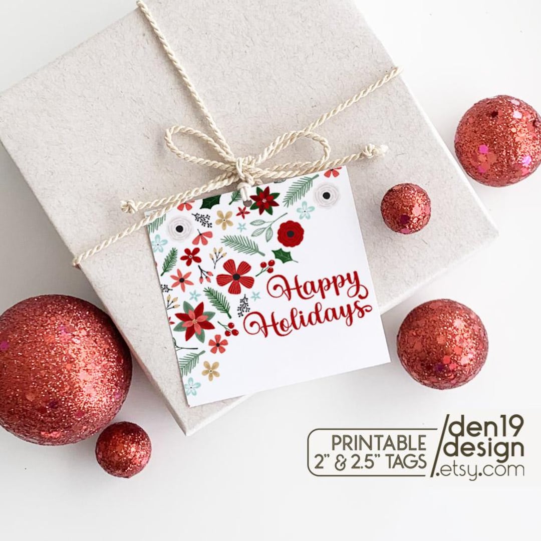 Printable Happy Holidays Gift Tag - Etsy