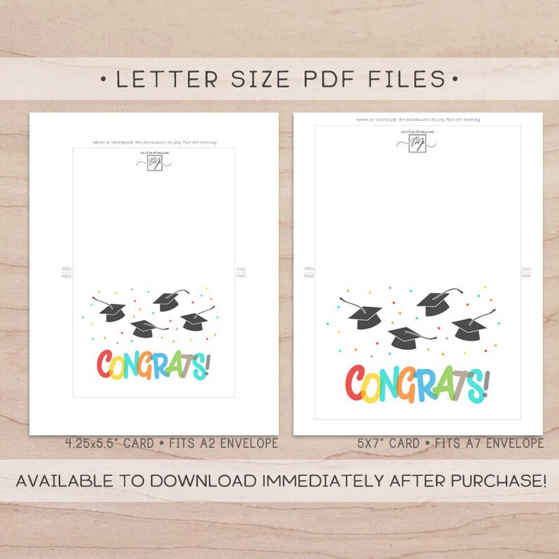 Congrats Graduation Printable Card / Instant Download PDF / - Etsy