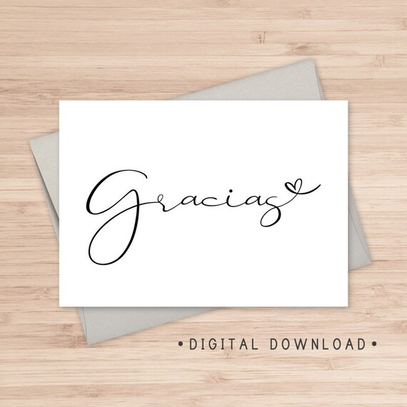 Gracias Printable Card / Spanish Card Template / Tarjeta | Etsy