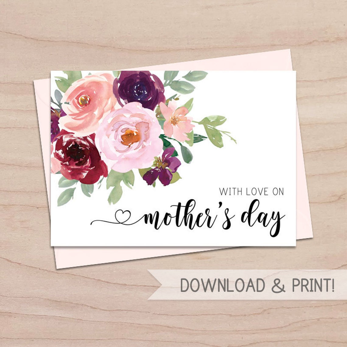 With Love on Mother's Day Printable Card / Instant - Etsy