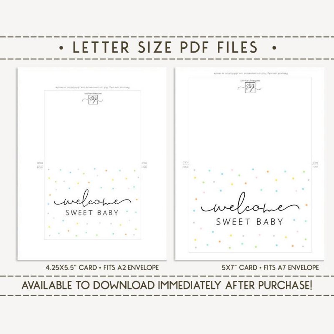 Welcome Sweet Baby Printable Card / Instant Download PDF / Card ...