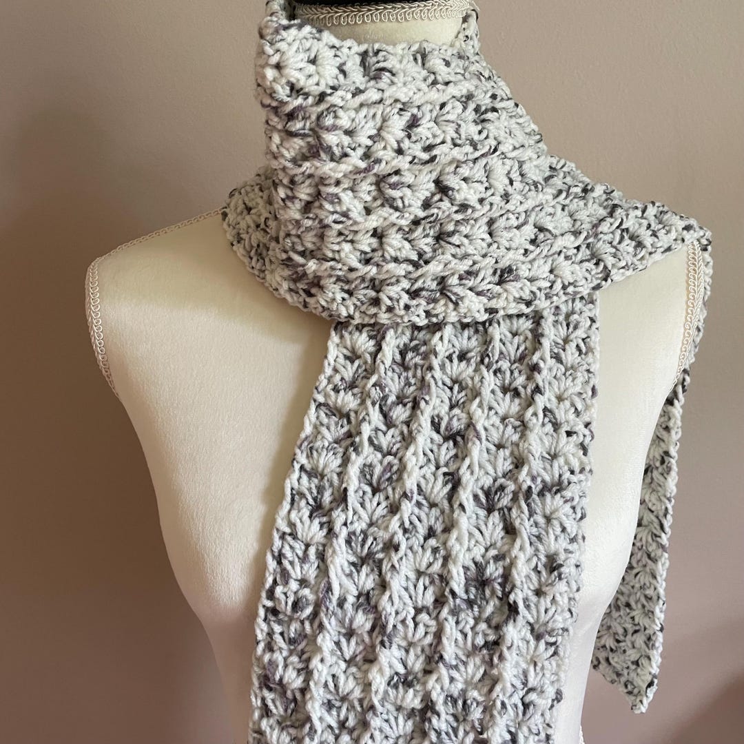 White & Black Handmade Soft Winter Scarf With Subtle Textures - Etsy