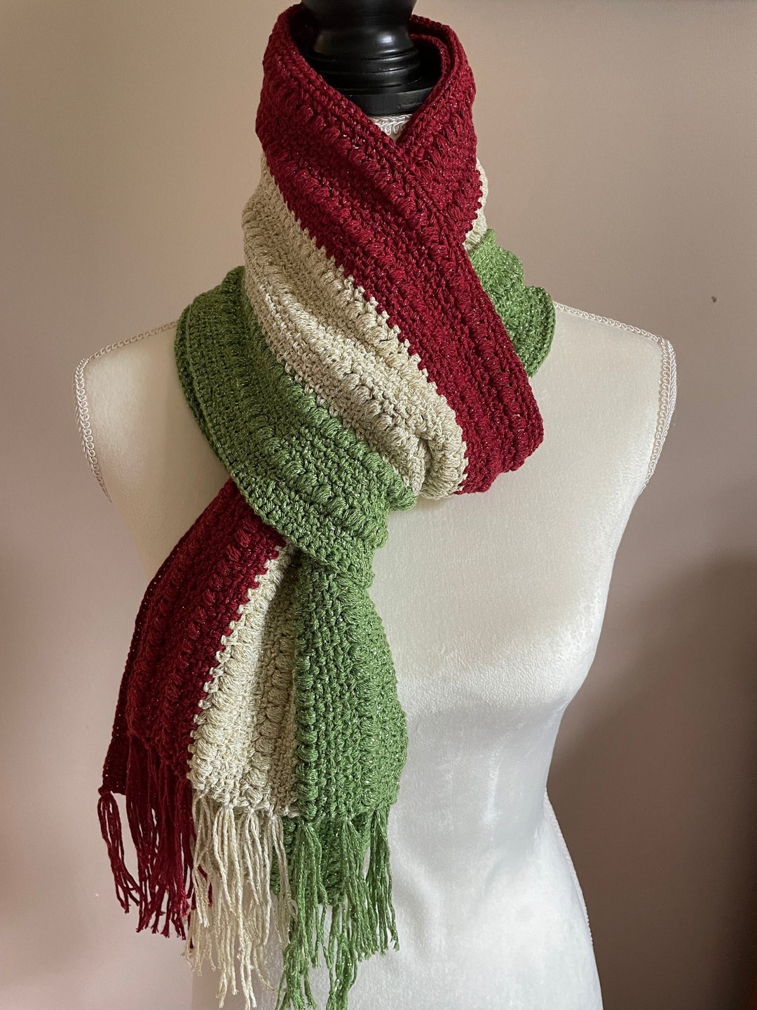 Handmade Christmas Scarf, Textured With Sparkling Accents - Etsy
