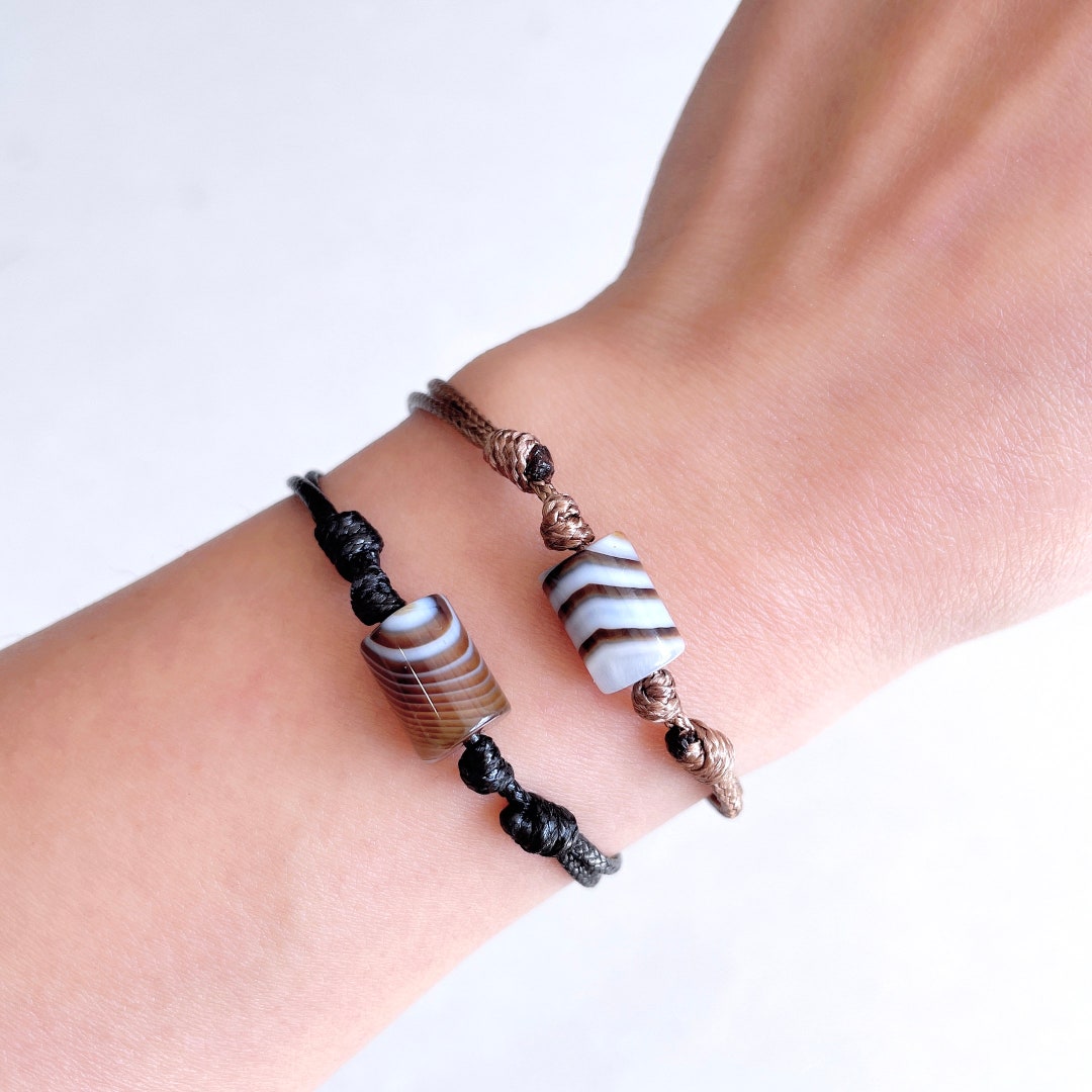 Botswana Cylinder Bracelet , Healing Crystal , Mens Stone Bracelet EMF ...