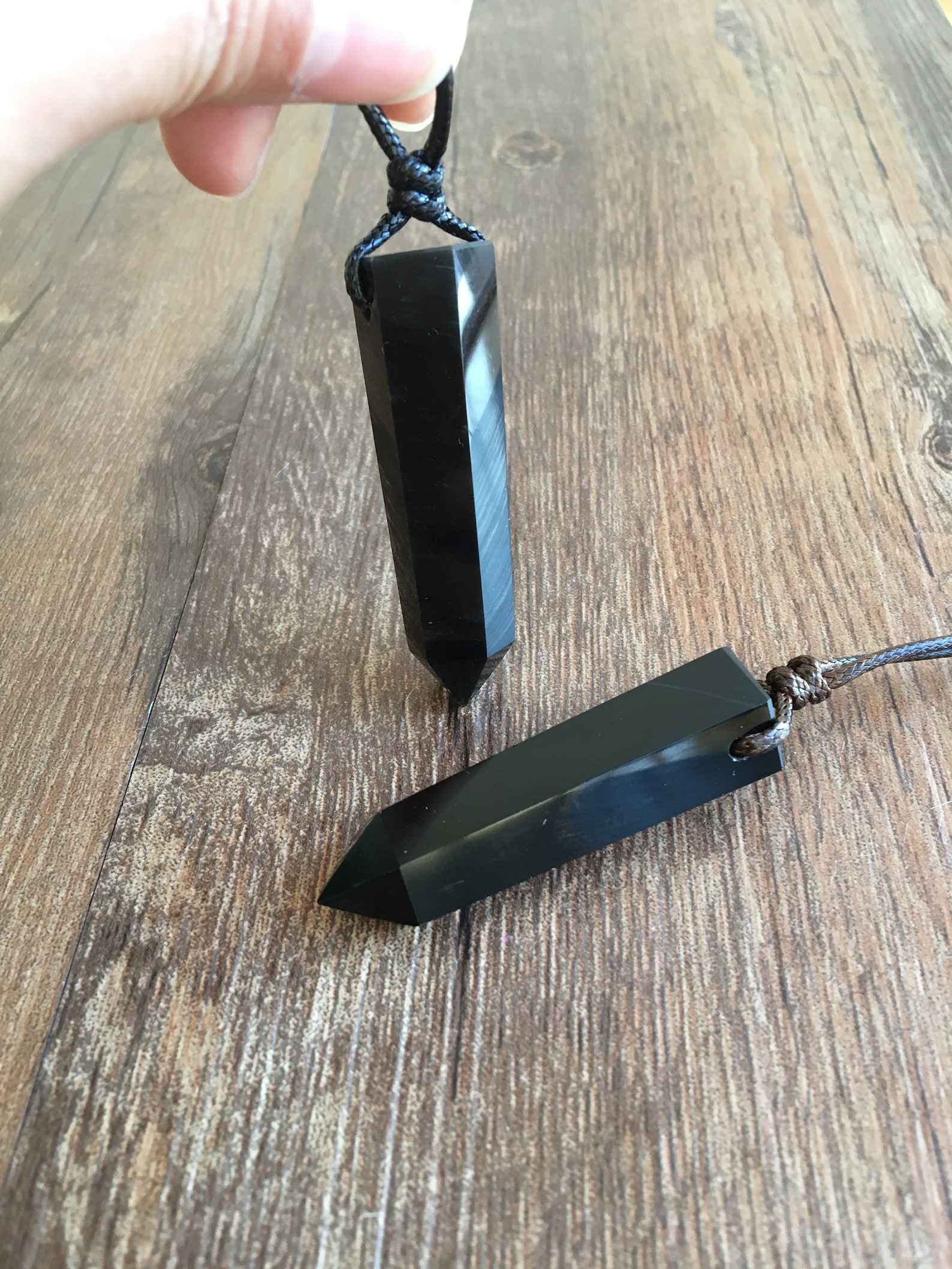 Black Obsidian Necklace,obsidian Necklace Men, Man Black Bar Neclace ...