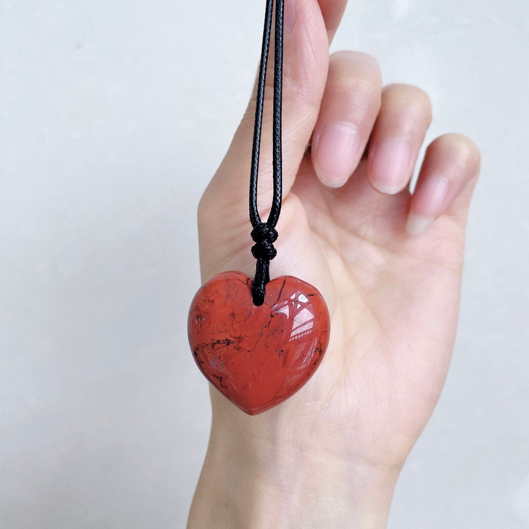 Red Jasper Heart, Red Jasper Necklace, Jasper Crystal Necklace, Heart ...