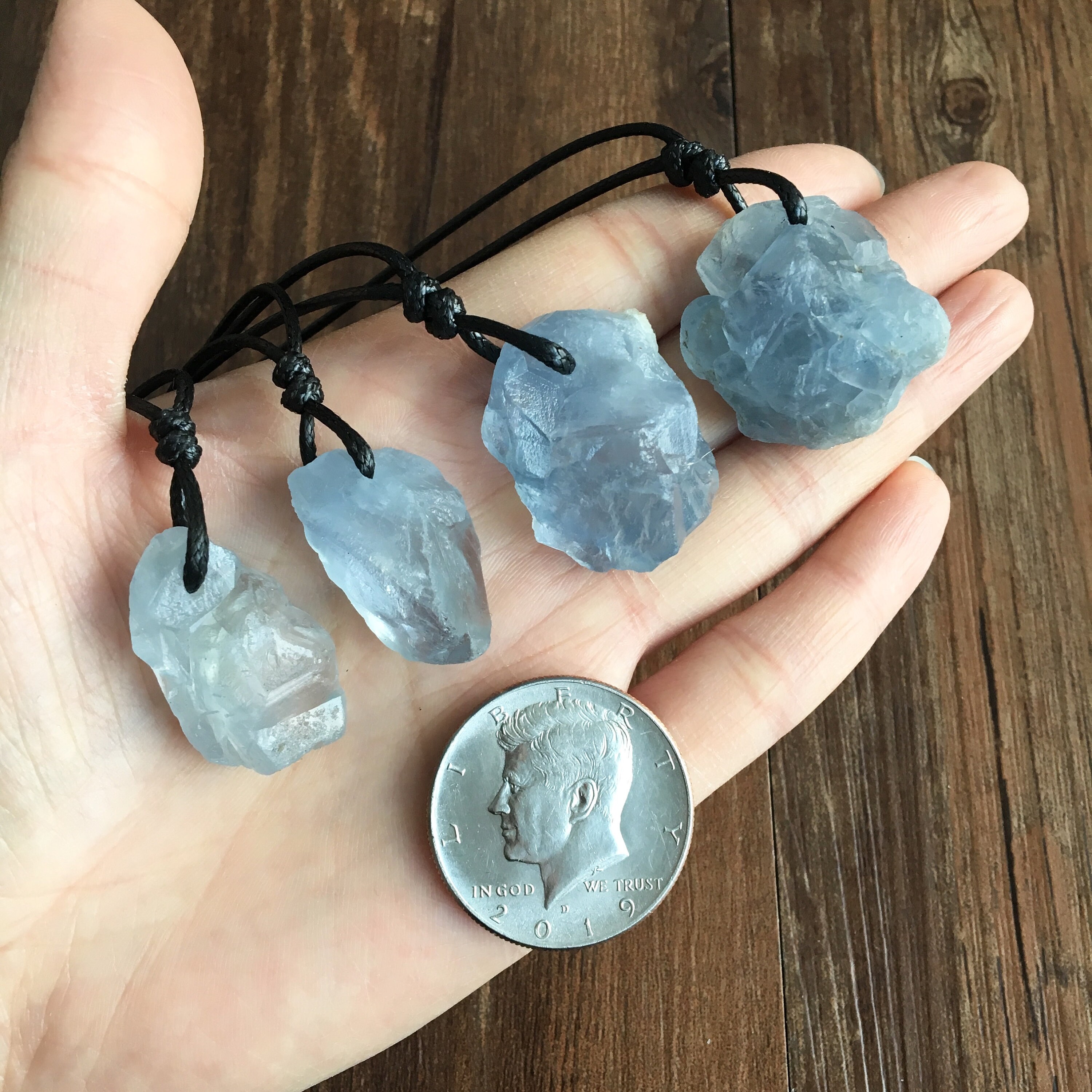 Raw Celestite Cluster pendant blue celestite necklace | Etsy