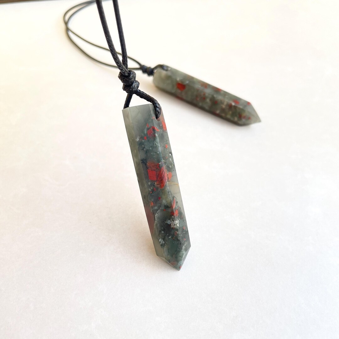 Bloodstone Point Necklace ,authentic Crystal Pendant ,gemstone Healing ...