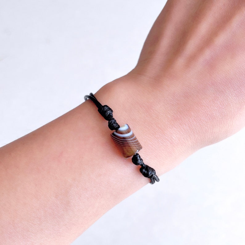 Botswana Cylinder Bracelet , Healing Crystal , Mens Stone Bracelet EMF ...