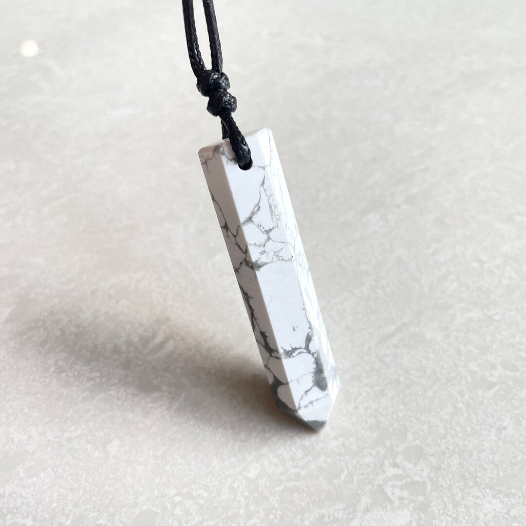 Howlite Point Necklace - Howlite Pendant-white Stone Necklace-calming ...