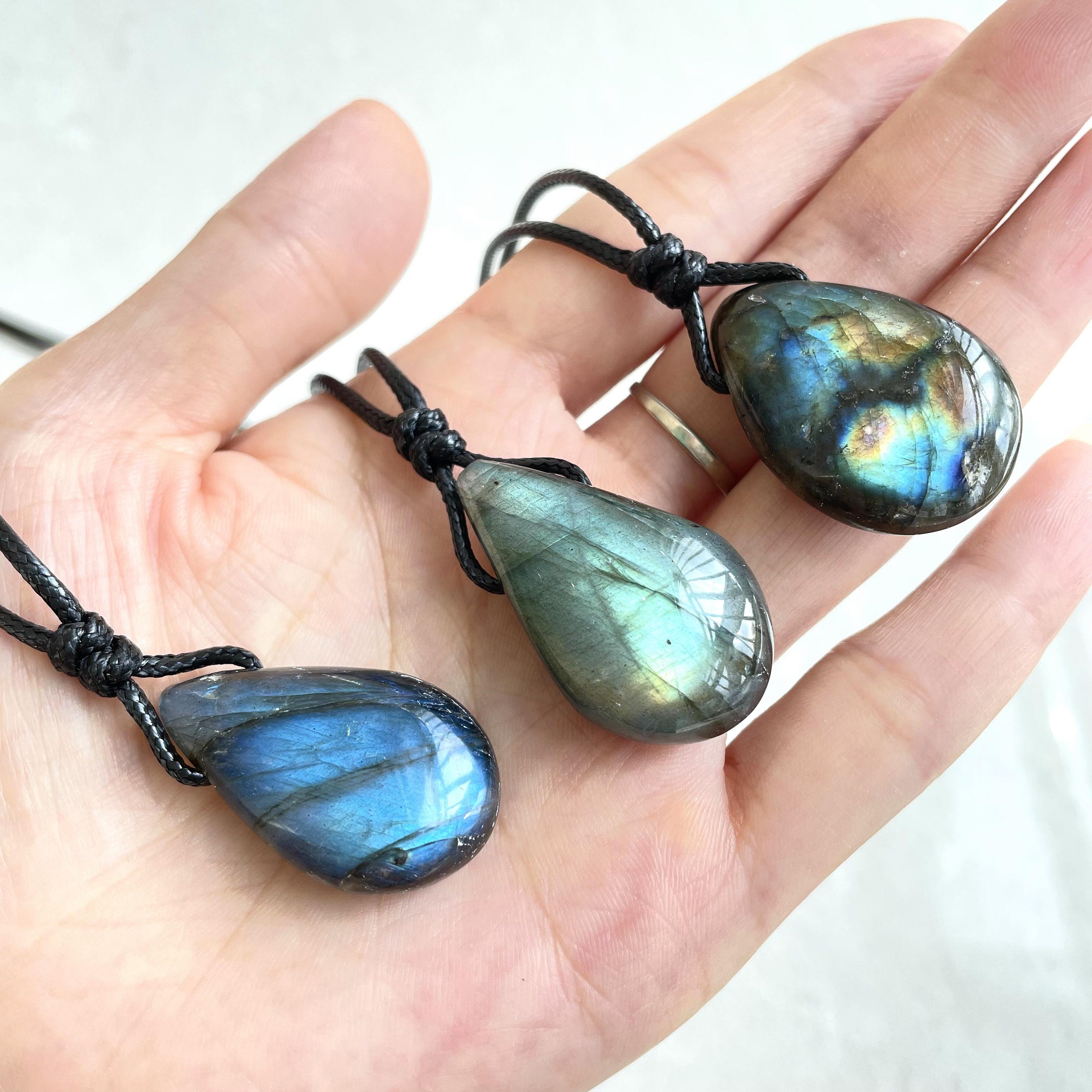 Raw Labradorite Stone Pendant Necklace-healing Natural Stone - Etsy