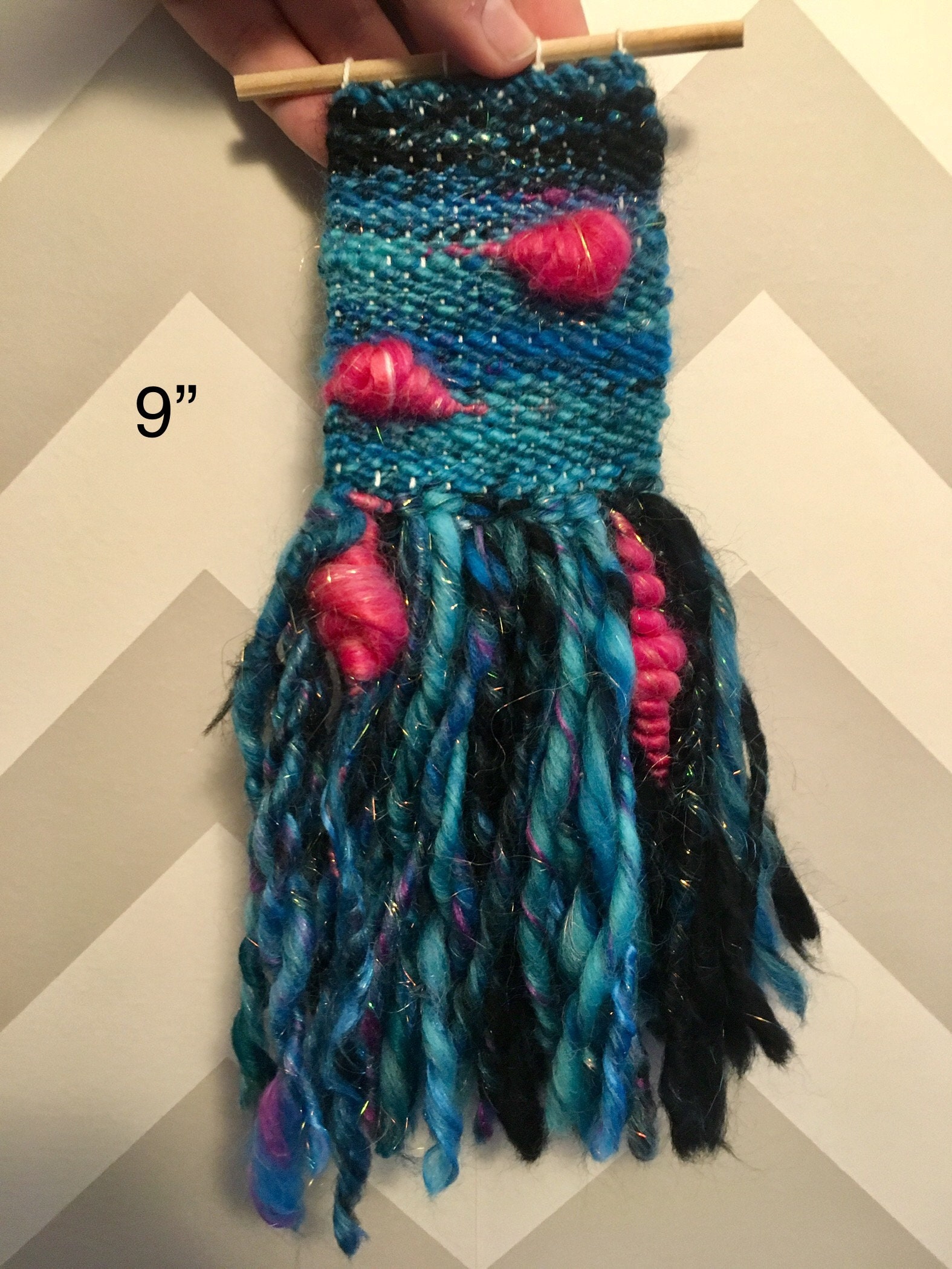 Sea Monster // Wall Weaving // Blue Black & Magenta // Wall | Etsy