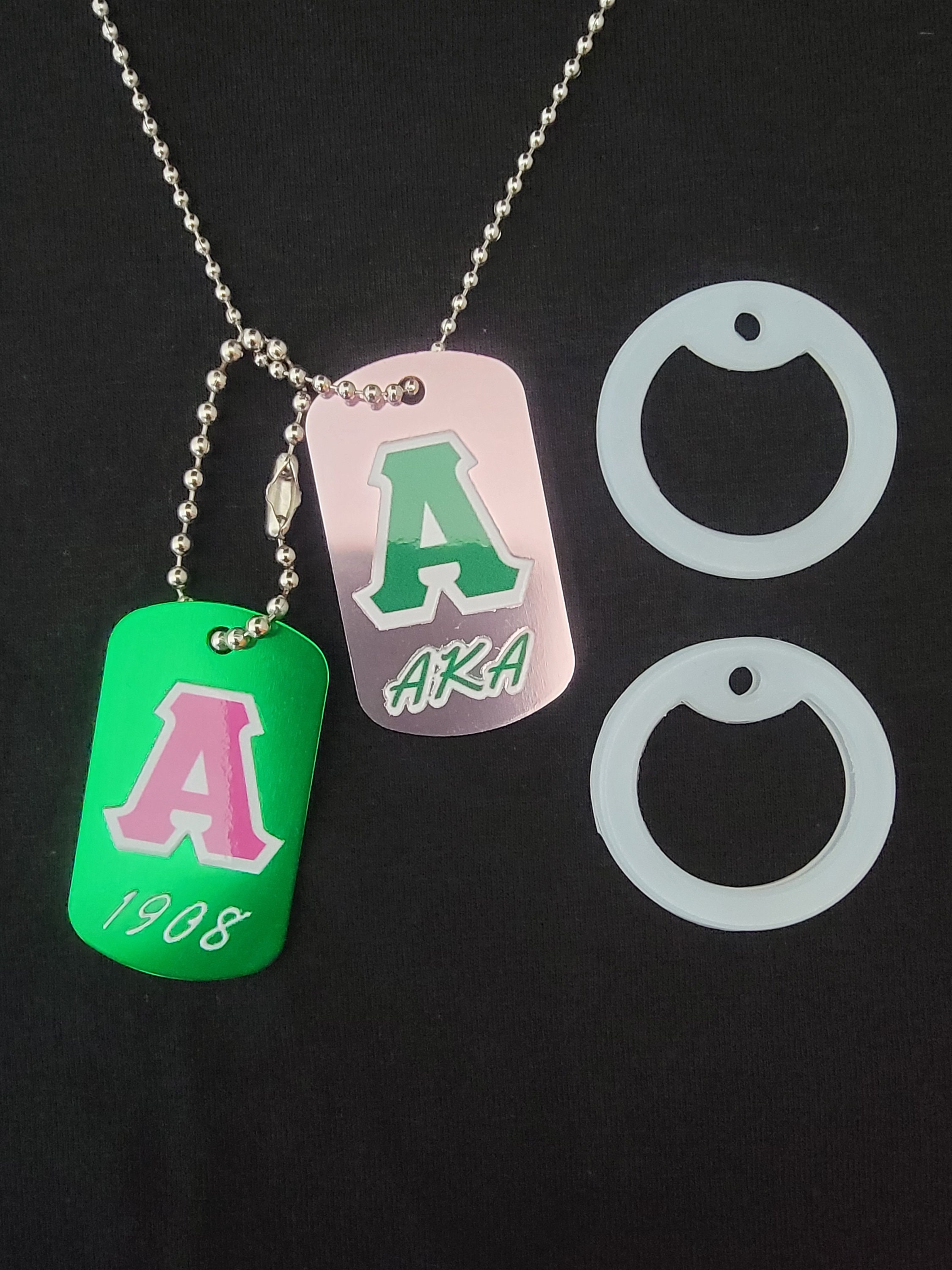 Alpha Kappa Alpha AKA Double Sided Dog Tags W/silencers. - Etsy