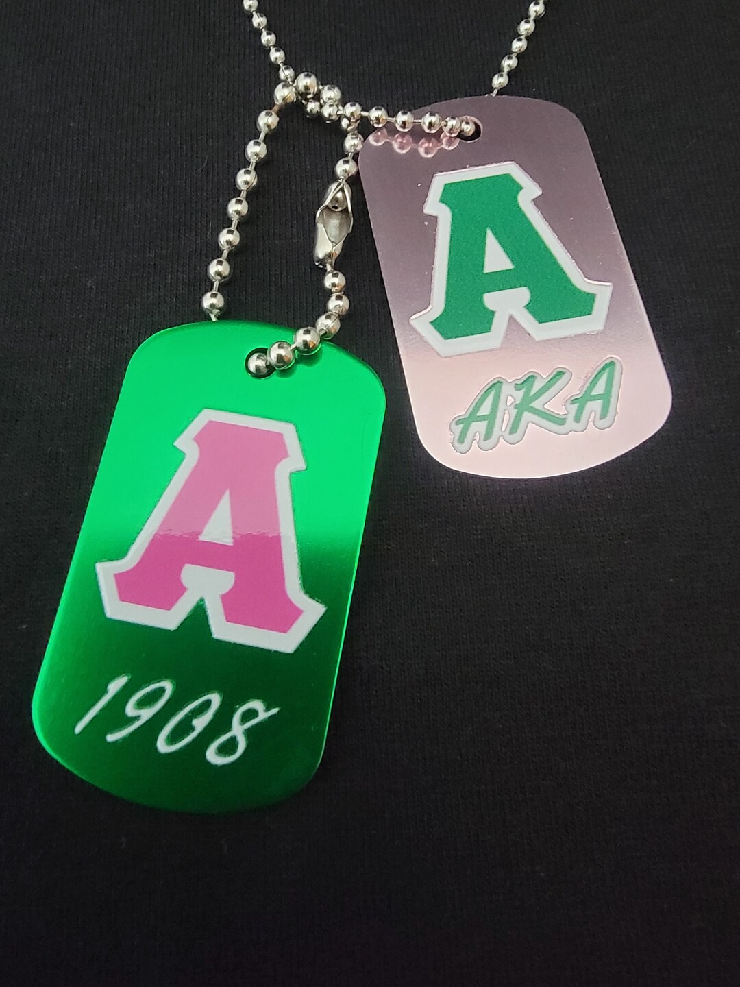 Alpha Kappa Alpha AKA Double Sided Dog Tags W/silencers. - Etsy