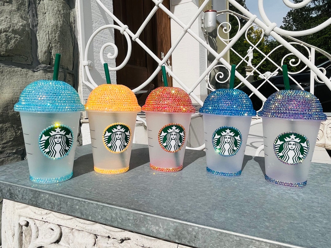 Custom Rhinestone Bling Starbucks Grande Dome Lid Reusable Cold Cup - Etsy