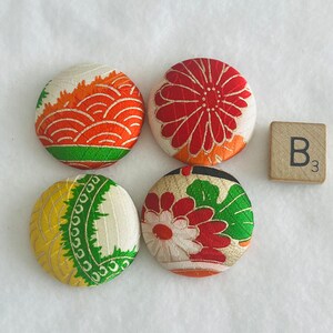 Large Kimono Fabric Covered Buttons, Large Buttons 38mm (1.5"), Vintage ...