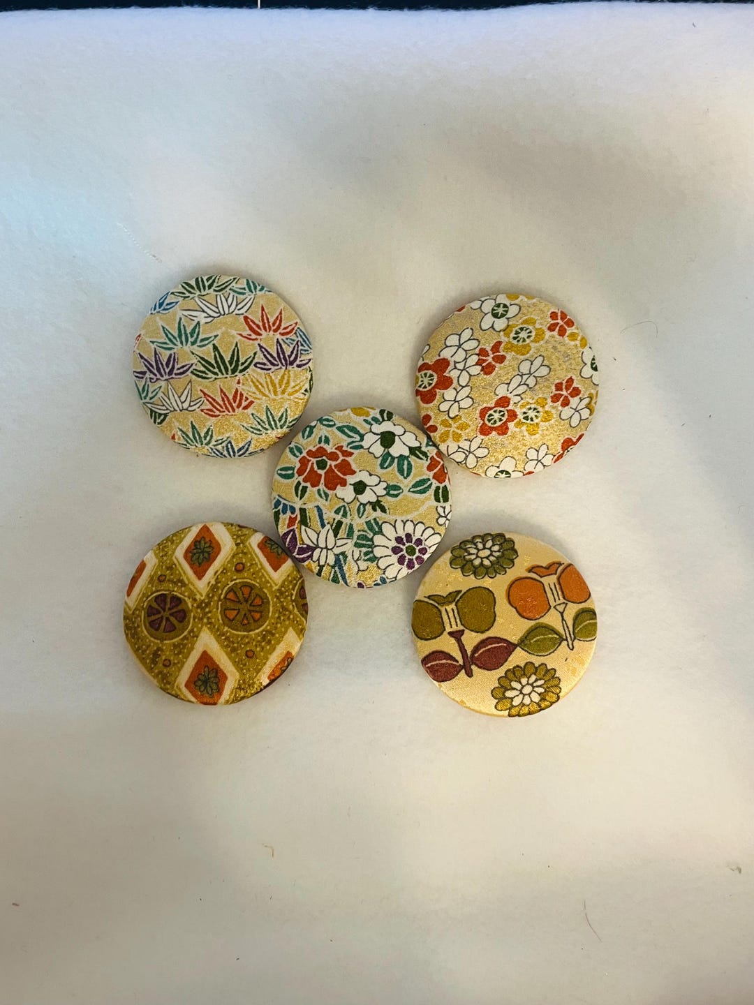 Extra Large Kimono Fabric Buttons: Vintage Floral Embellishments (48mm ...