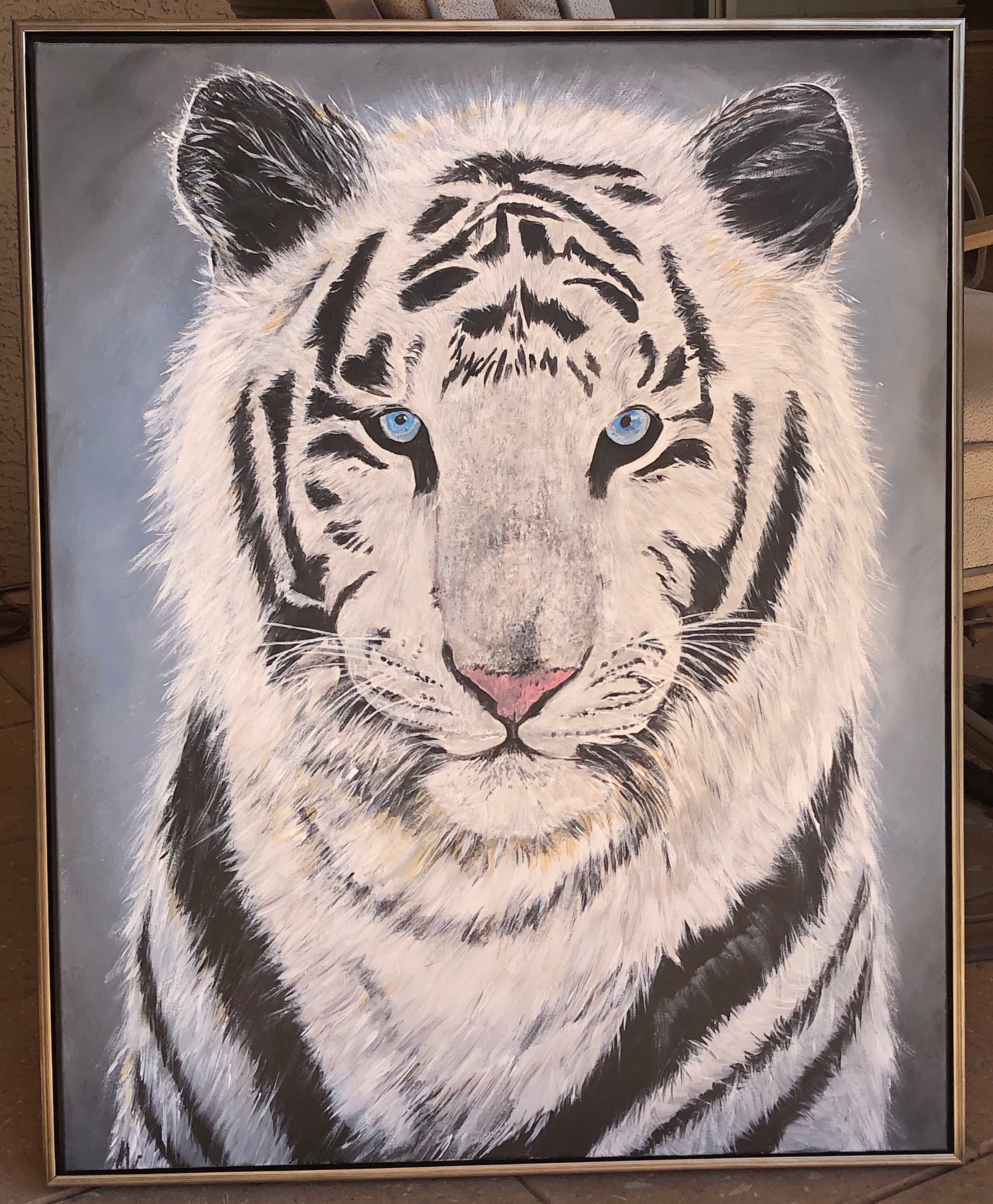 White Tiger Acrylic Painting
