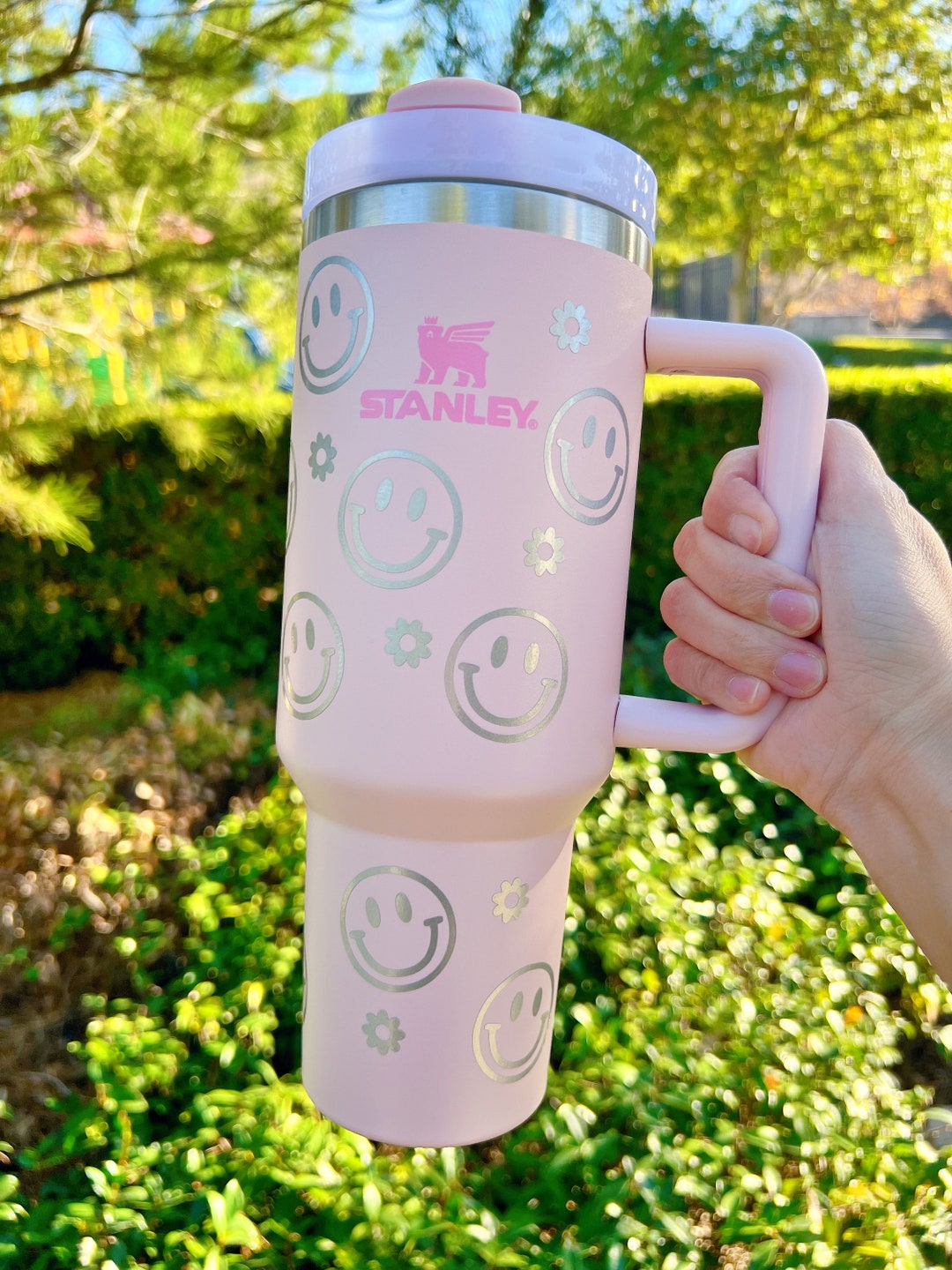 Happy Smiley Face Vinyl Decal Sticker for Stanley Cup Water Bottle (set ...