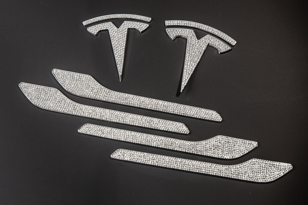 Tesla Model Y Metal Bling Logo Emblem Cap for Frunk Trunk Door Handles ...