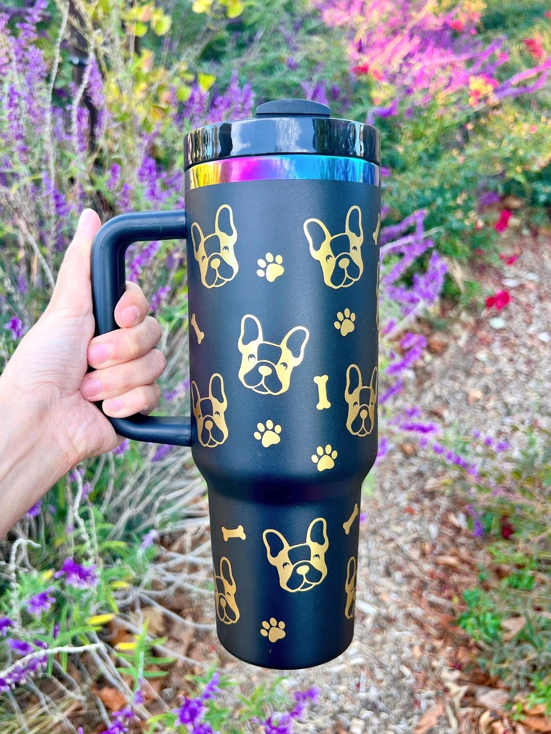 Frenchie Dog Bulldog Paws Cute Vinyl Decal Sticker for Stanley Cup ...