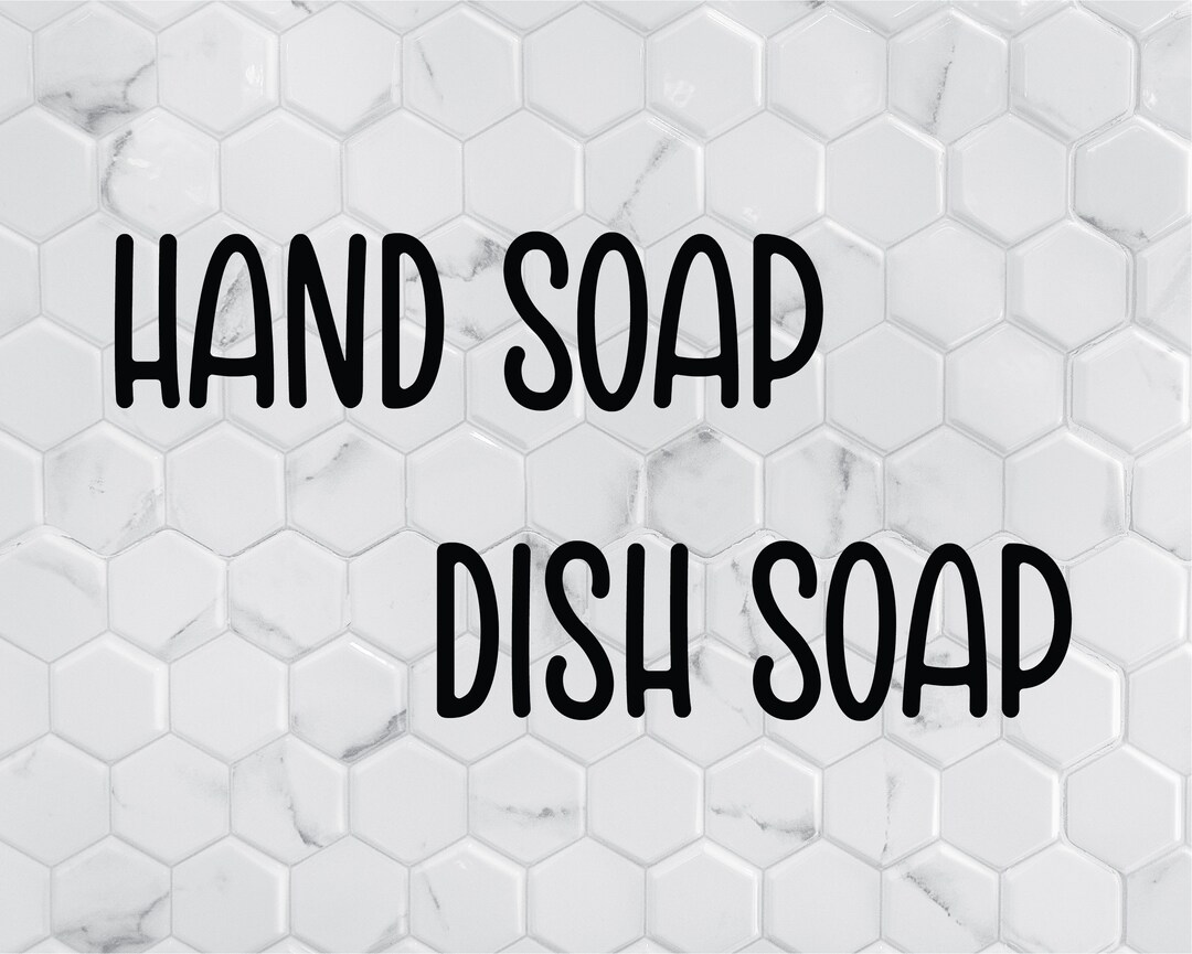 Set of 2 Hand Soap and Dish Soap Vinyl Decal Label for Soap Dispenser ...