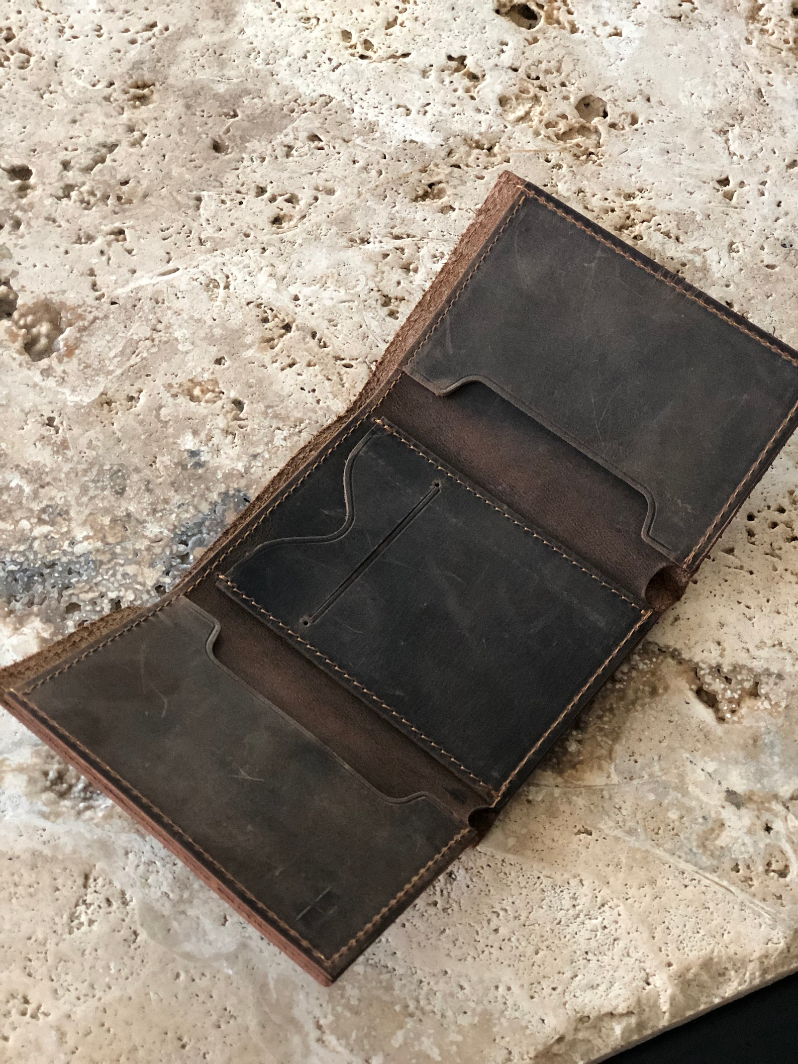 TRIFOLD MENS WALLET Men's Leather Trifold Wallet Made - Etsy