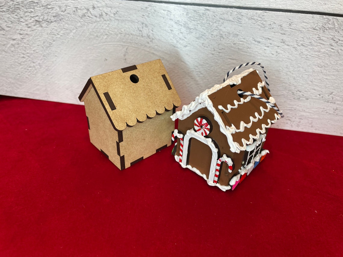 Christmas DIY Wood Gingerbread House Ornament Kit Laser Cut | Etsy