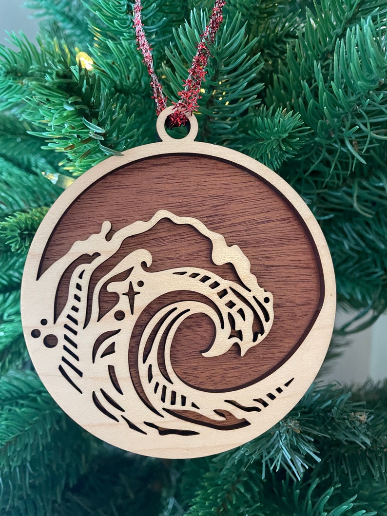 Coastal Beach Christmas Decorations Christmas, Ocean Wave Laser Cut ...