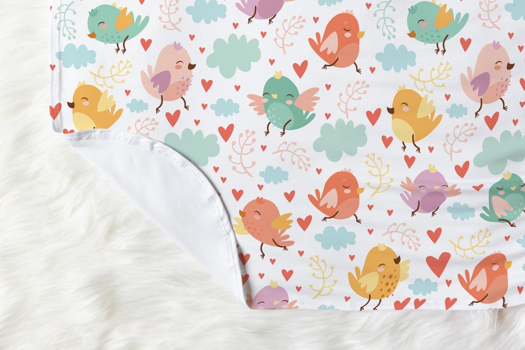 Cute Colorful Birds Swaddle Receiving Blanket Set, Baby Girl Clouds ...